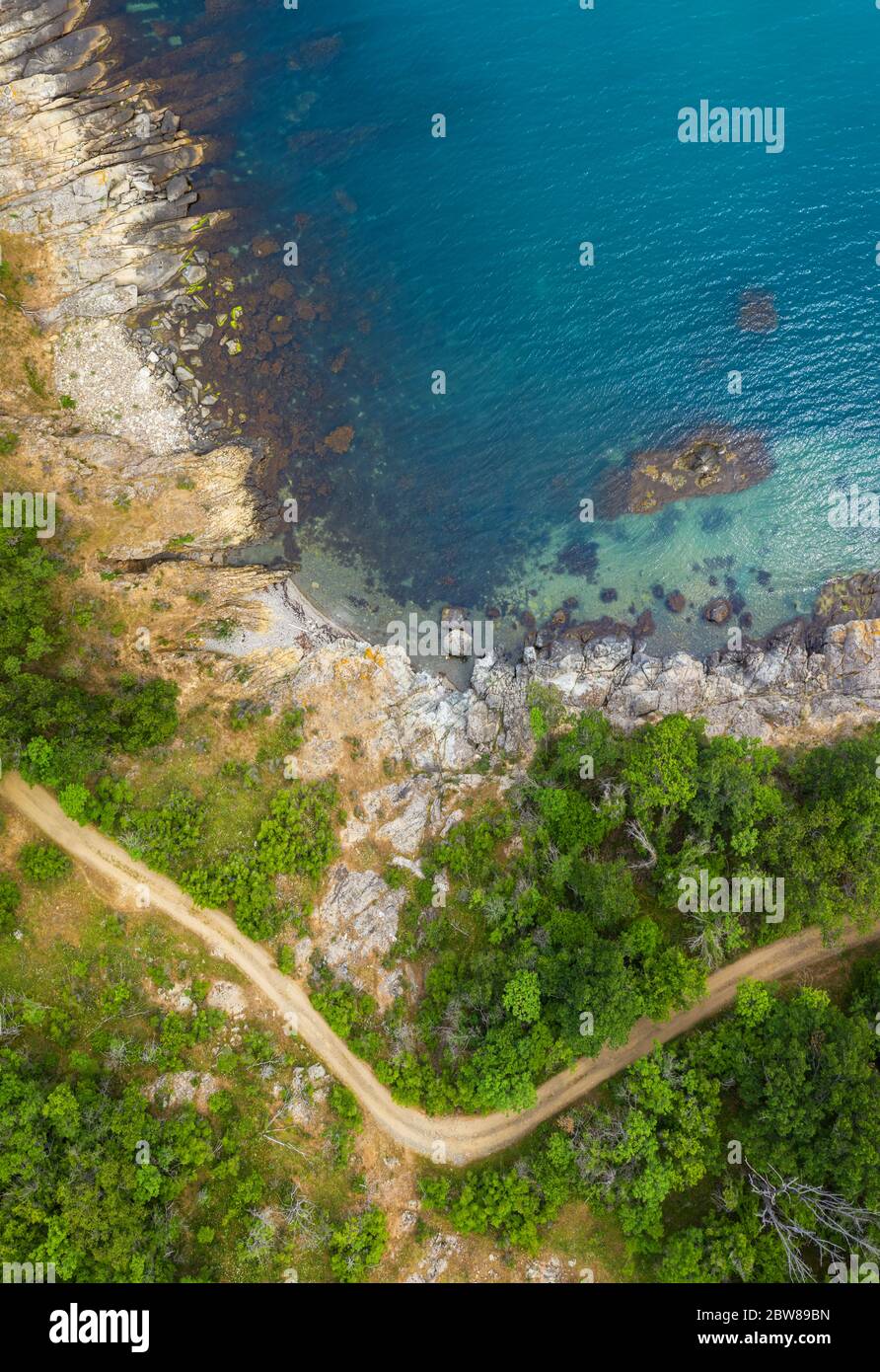 Aerial view of drone to the beautiful seacoast of Maslen cape Stock ...