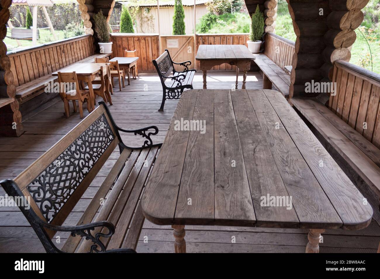 Several wooden tables hi-res stock photography and images - Alamy
