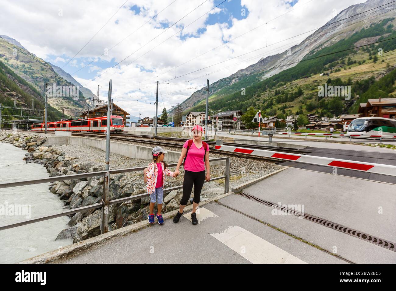Swiss Railway Track Alps Train Stock Photo - Alamy