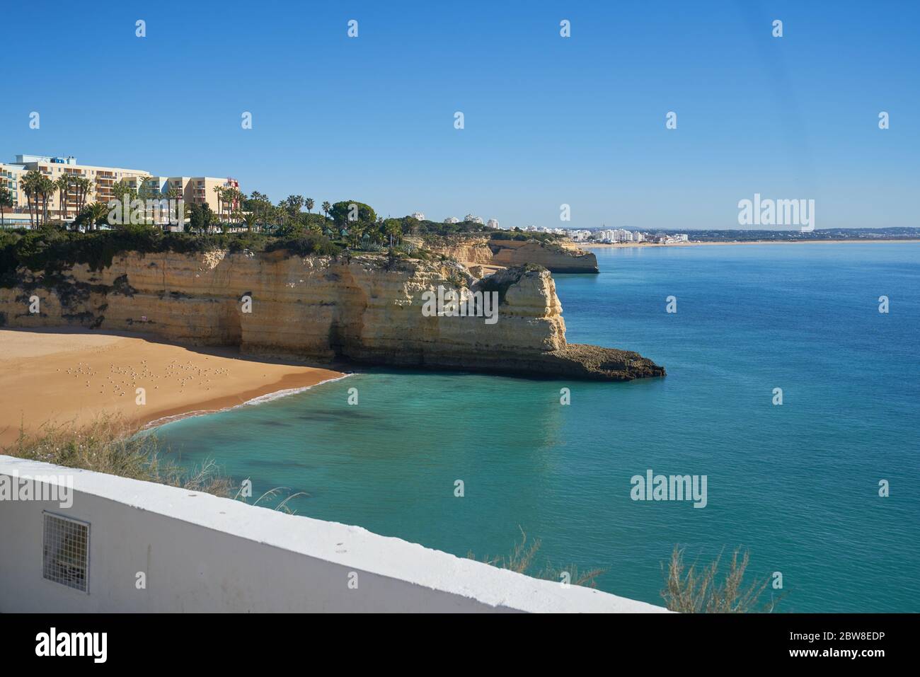 Nossa Senhora da Rocha beach in Algarve at sunset, Portugal Stock Photo ...
