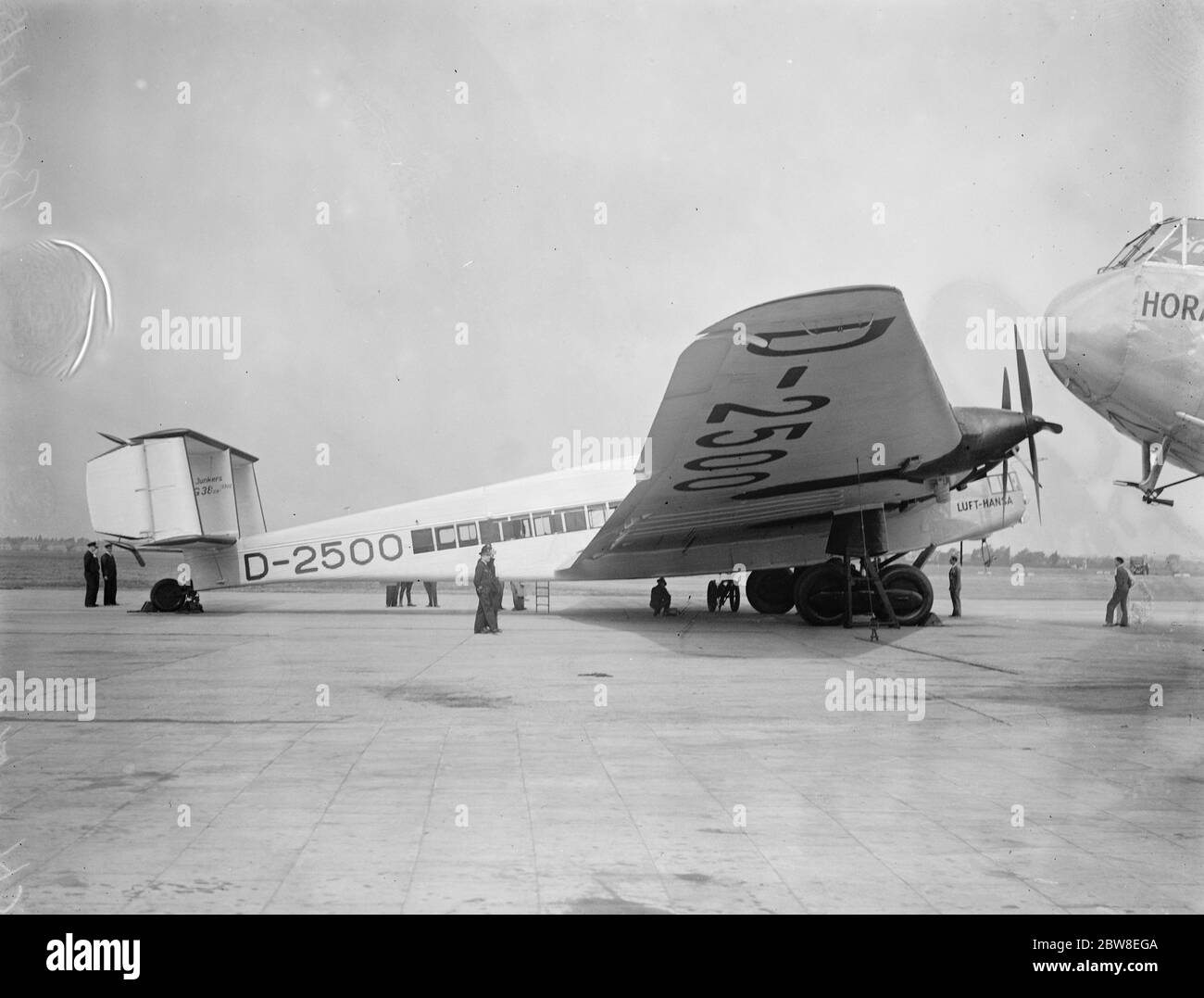 Britain and Germany 's giant air liners side by side at Croydon ...