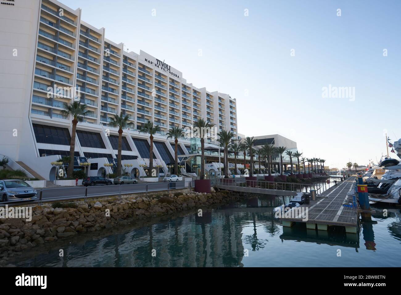 Vilamoura Tivoli Hotel in Vilamoura marina with palm trees, Portugal ...