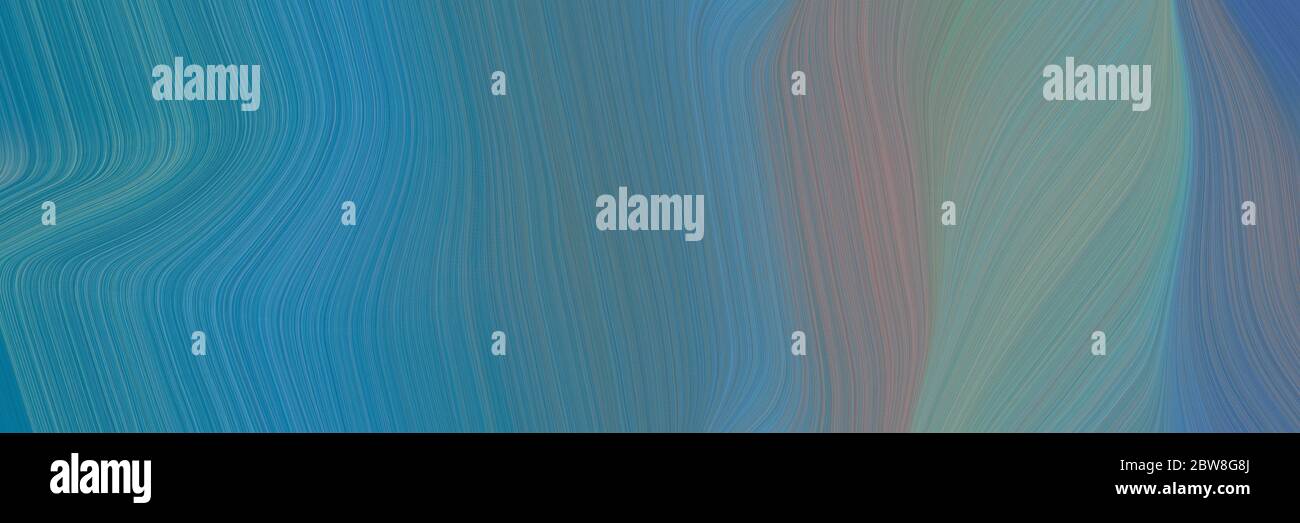 abstract flowing horizontal header with blue chill, dark cyan and gray ...