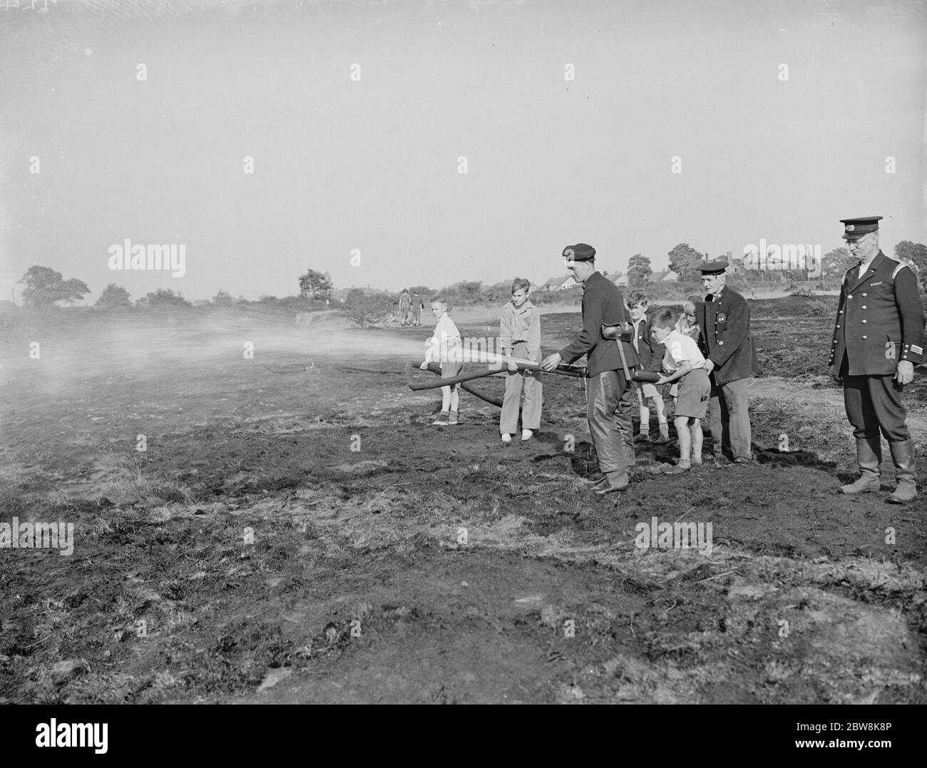 Fire Brigade put out a fire on Dartford Heath . 6 September 1937 Stock ...