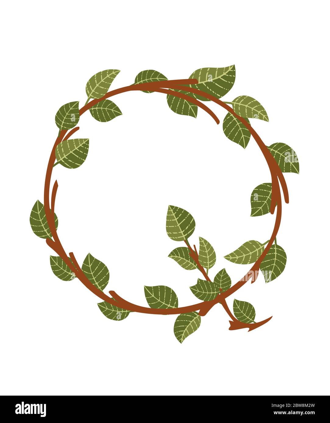 Letter Q brown tree branches with green leaves eco font flat vector ...