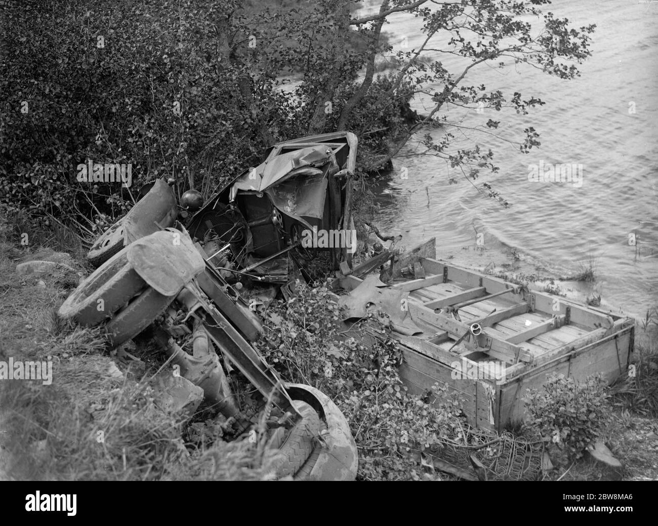 The wreckage of a lorry crash in Scotland . 1935 Stock Photo - Alamy