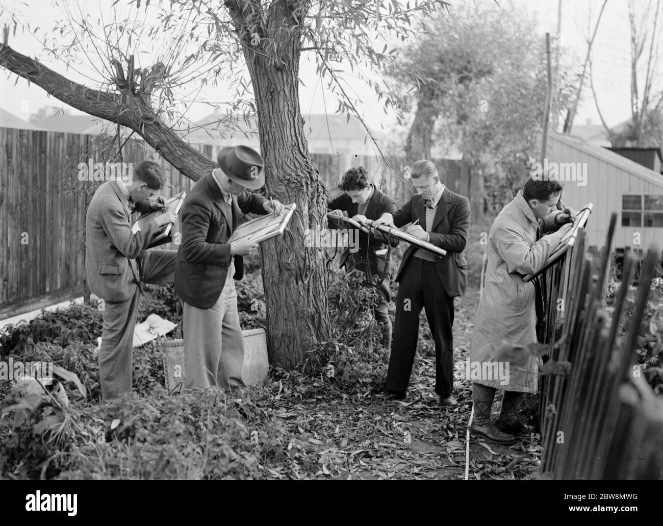 Students examining ground - work plans and making notes . 1937 Stock ...
