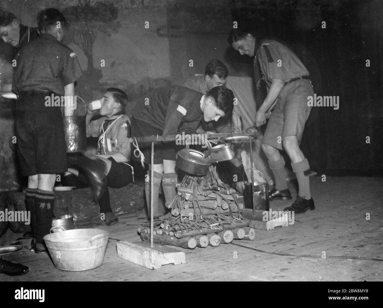 Scouts with their camp fire display , Eltham . 1935 Stock Photo - Alamy