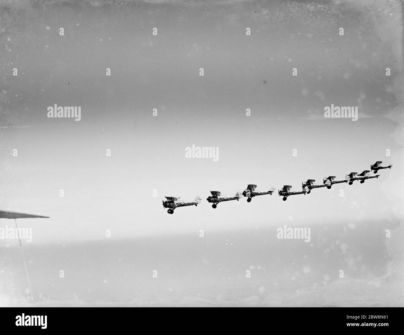 Bristol Bulldogs fighters of No 32 Squadron in formation flying over ...