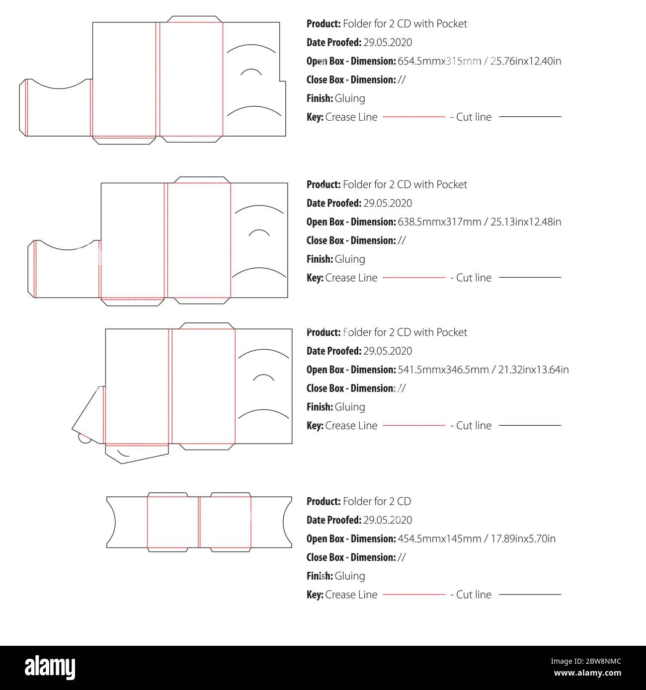 Folder for two CD with Pocket packaging design template gluing die cut ...