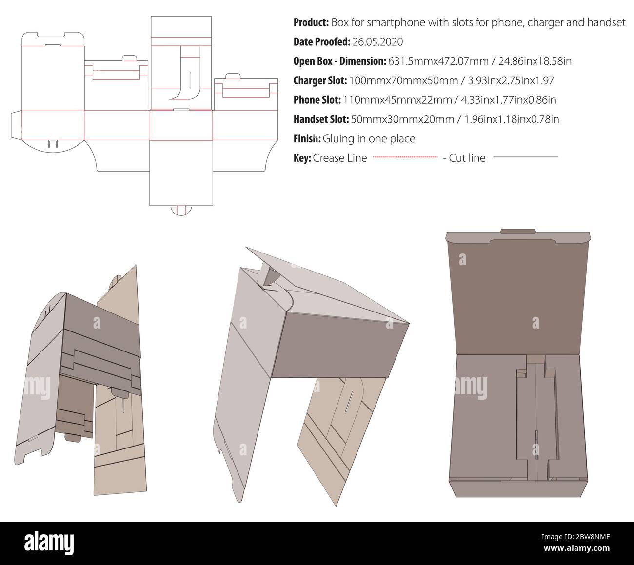 Box for smartphone with slots for phone, charger and handset packaging ...