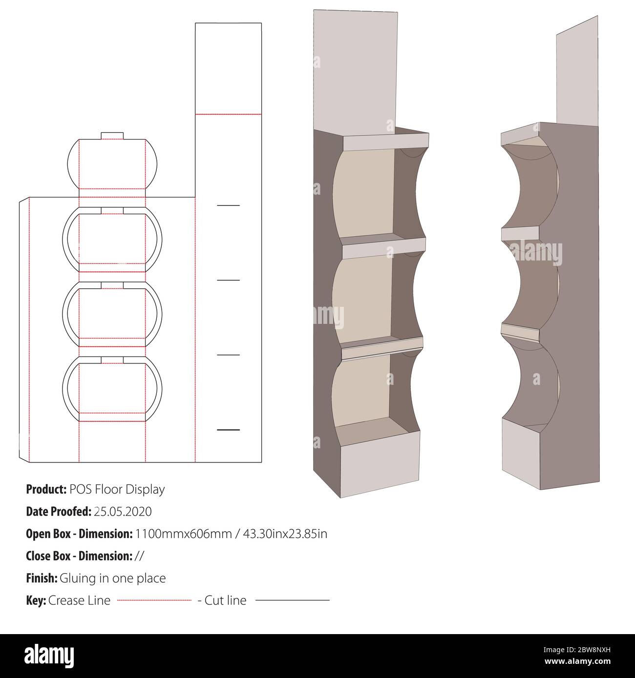 POS Display packaging design template selflock - gluing - die cut ...