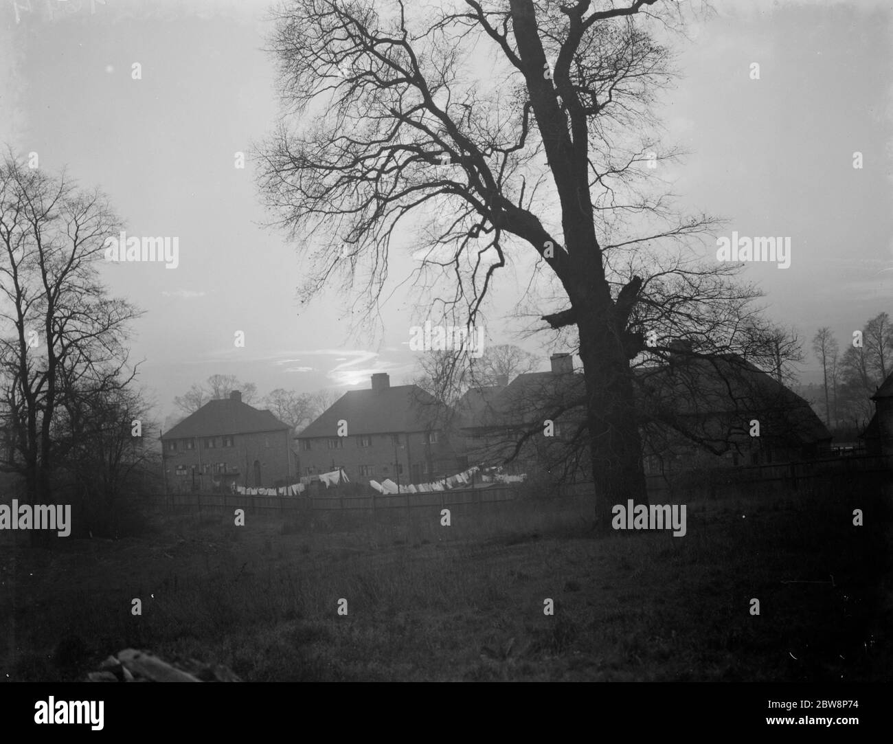 The sunset caught over the Eltham Suburban landscape . 1937 Stock Photo ...
