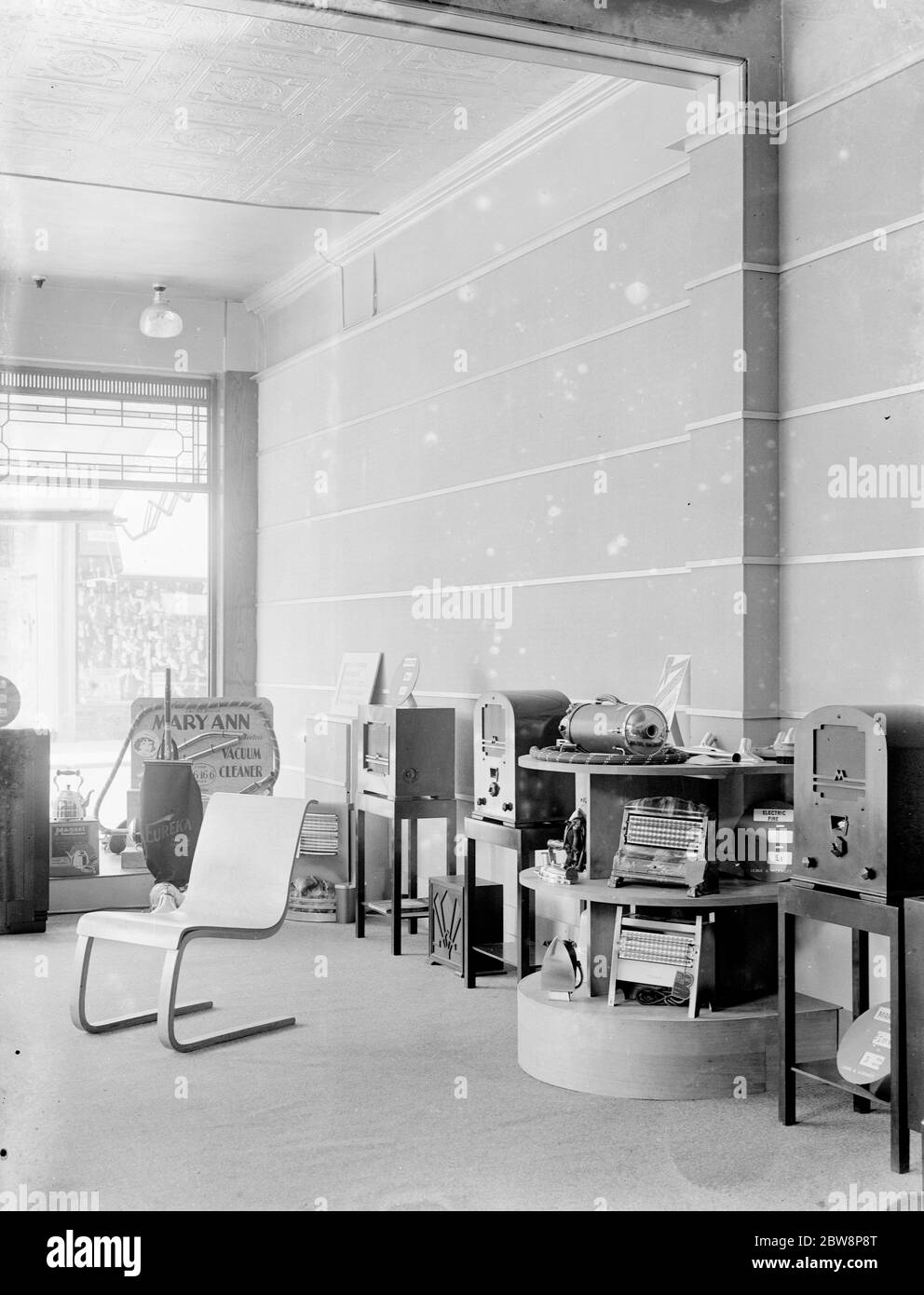 Shop interior at Leake and Hickmotts , electrical goods 1935 Stock ...