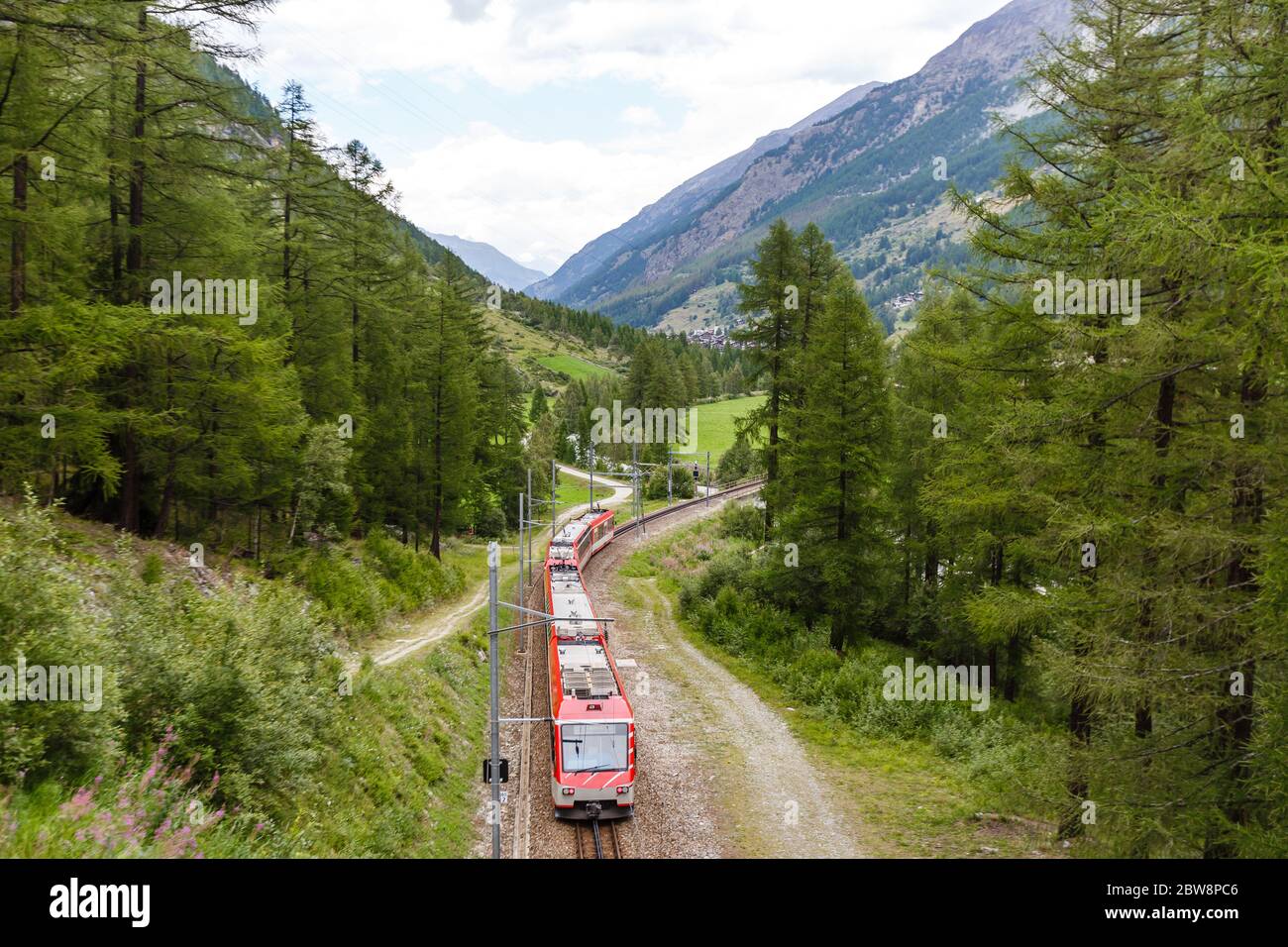 Swiss Railway Track Alps Train Stock Photo - Alamy