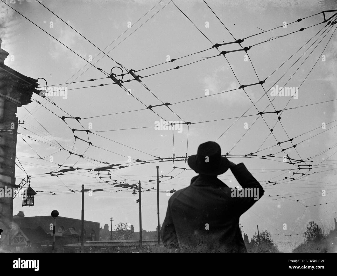 Overhead tram wires Black and White Stock Photos & Images - Alamy