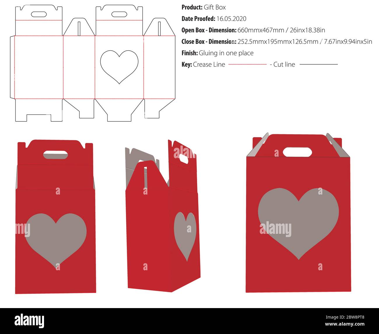 Gift box packaging design template gluing die cut - vector Stock Vector ...