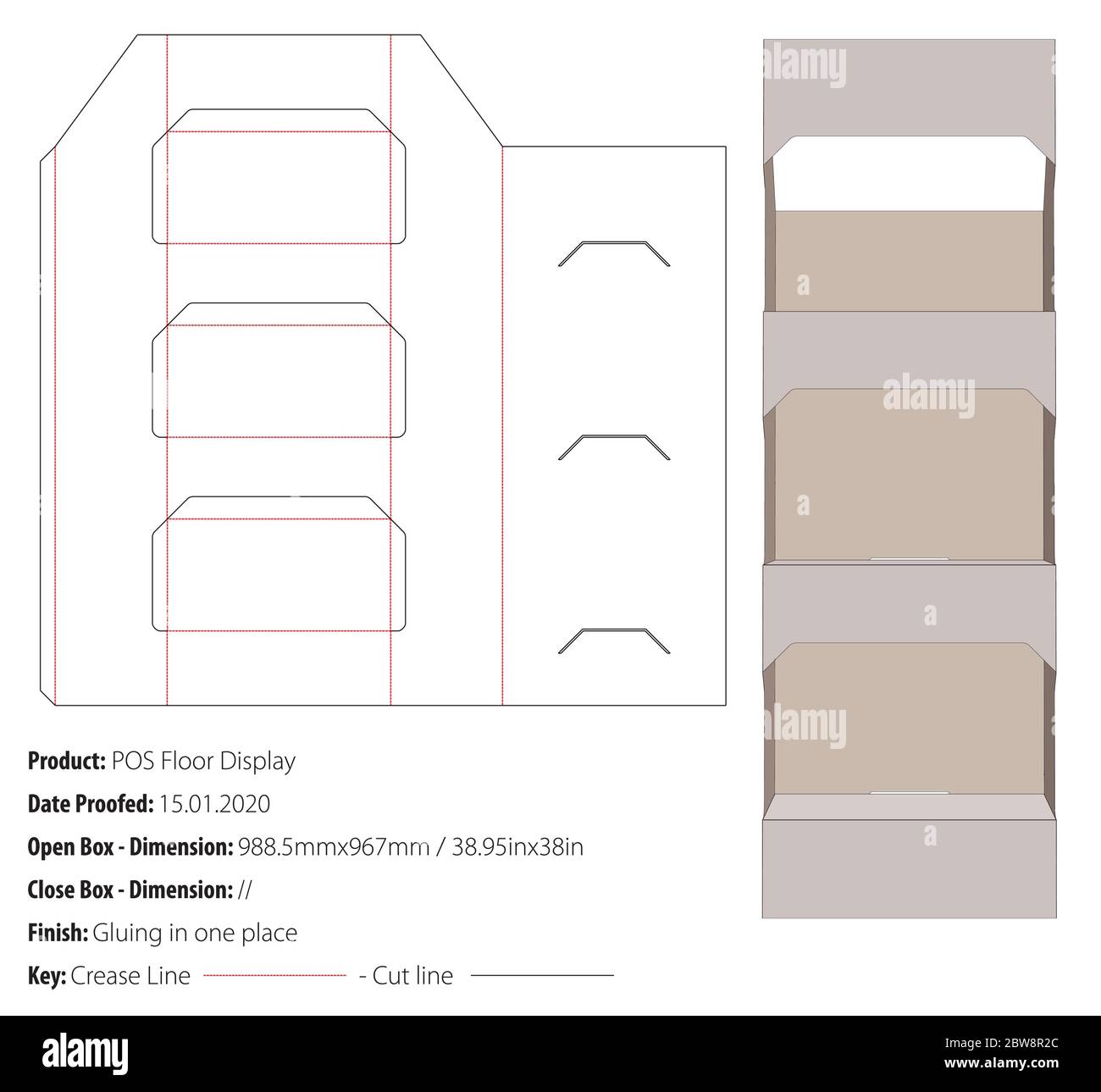 POS Display packaging design template selflock - gluing - die cut ...