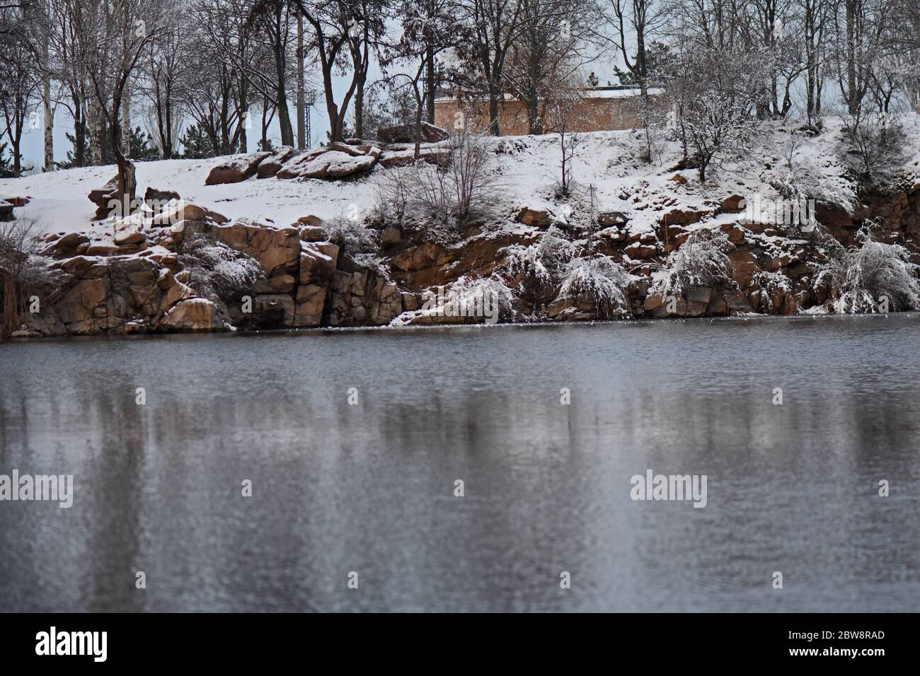 Pond in winter Stock Photo - Alamy