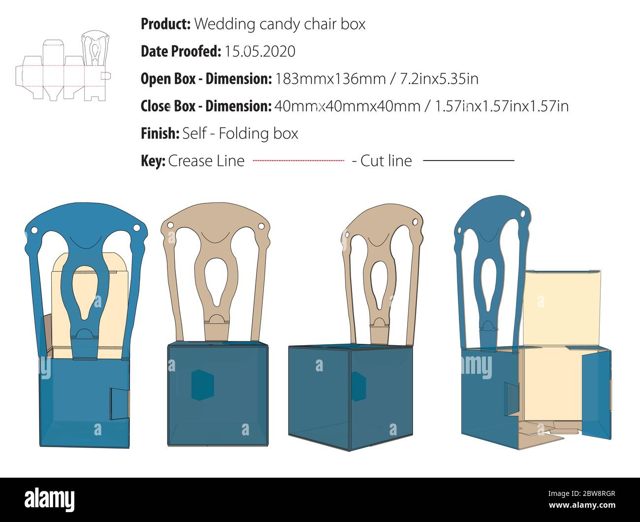 Wedding candy chair box template die cut - vector Stock Vector Image ...