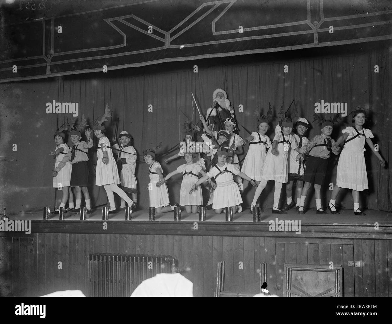 St Philomena 's School christmas reindeers on stage . 1935 Stock Photo ...
