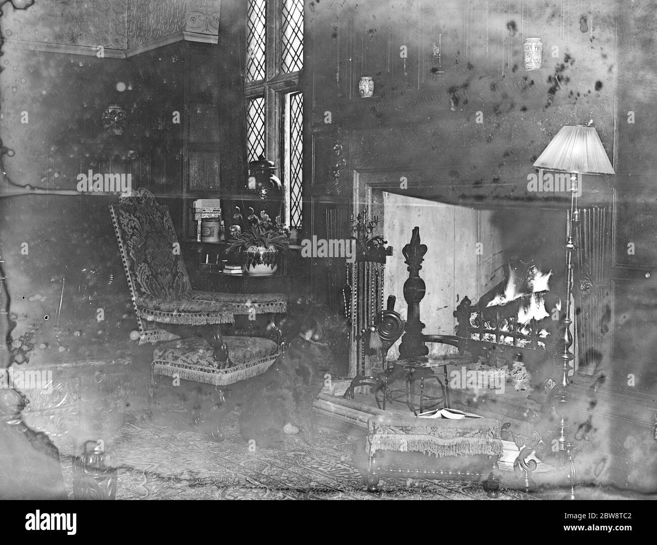 Interior of Morris Wheeler ' s house . A dog sits by the hearth ...