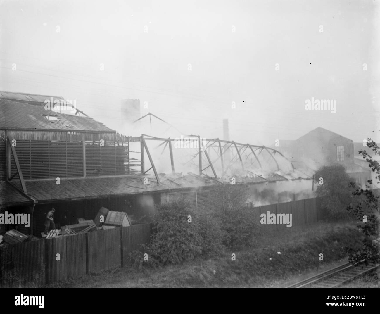 Fire at the the Vickers factory in Crayford , Kent . 1936 Stock Photo ...
