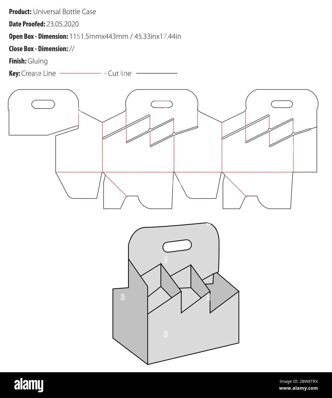 Universal Bottle Case packaging design template gluing die cut - vector ...