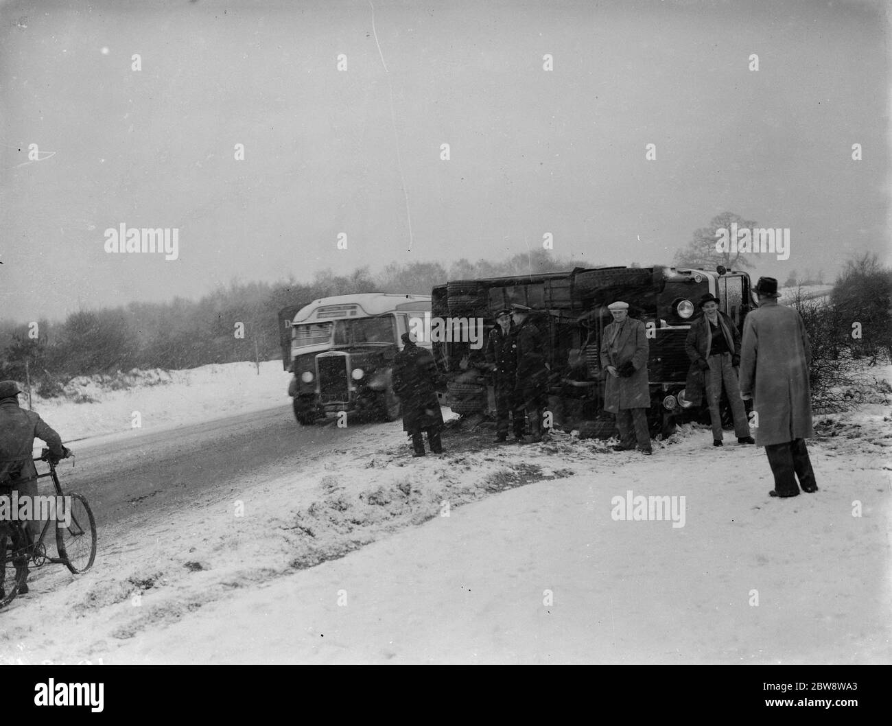 A coach crashed in wintry conditions in Dartford , Kent . 1938 Stock ...