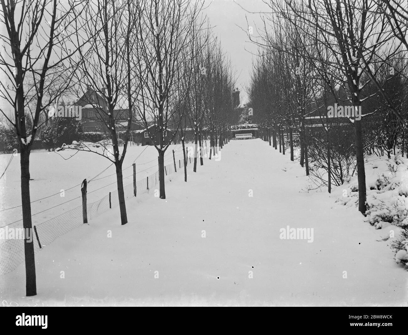 Snow scenes at nr 21 on Foots Cray Lane in Sidcup , Kent . 1938 Stock ...
