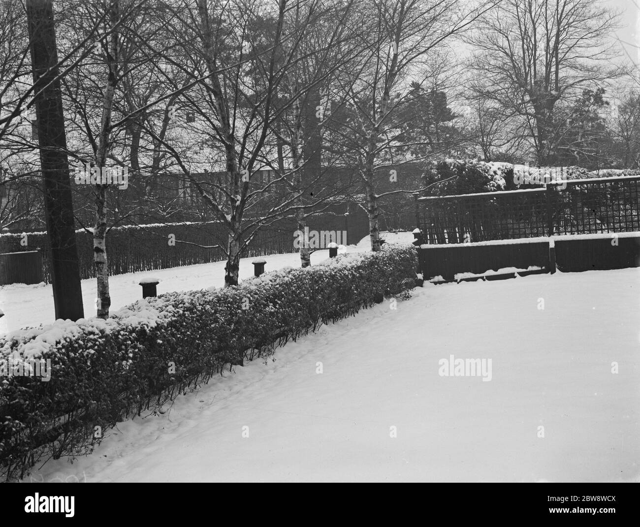 Snow scenes at nr 21 on Foots Cray Lane in Sidcup , Kent . 1938 Stock ...