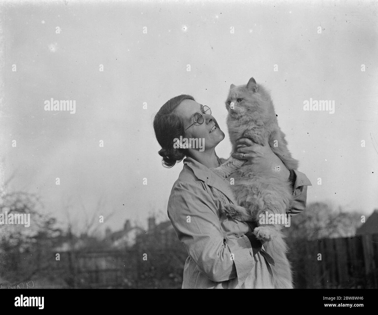 The Mayoress of Bexley , Mrs Buckingham holding one of her prize cats ...