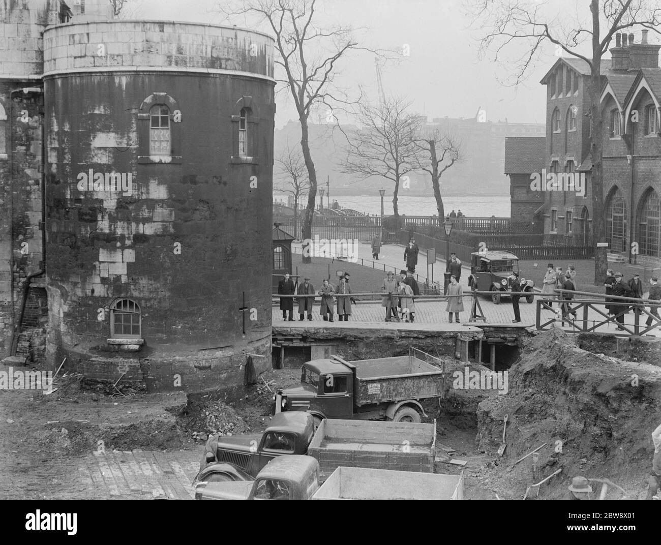 Bedford lorries on site during works at the Tower of London . 1937 ...