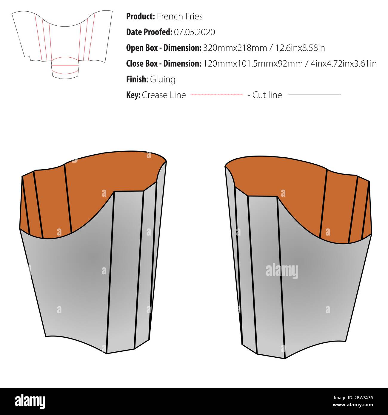French Fries Box template die cut vector Stock Vector Image & Art - Alamy