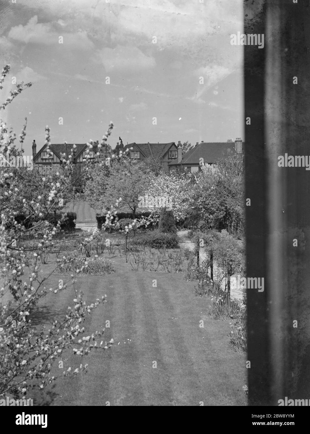 Garden in blossoms Black and White Stock Photos & Images - Alamy