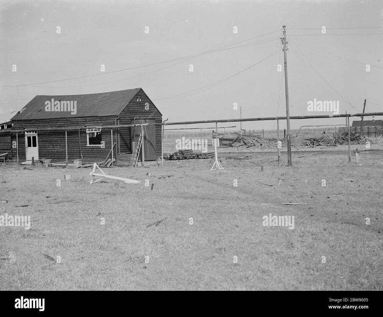 Debris following a factory explosion in Faversham , Kent . 1939 Stock ...