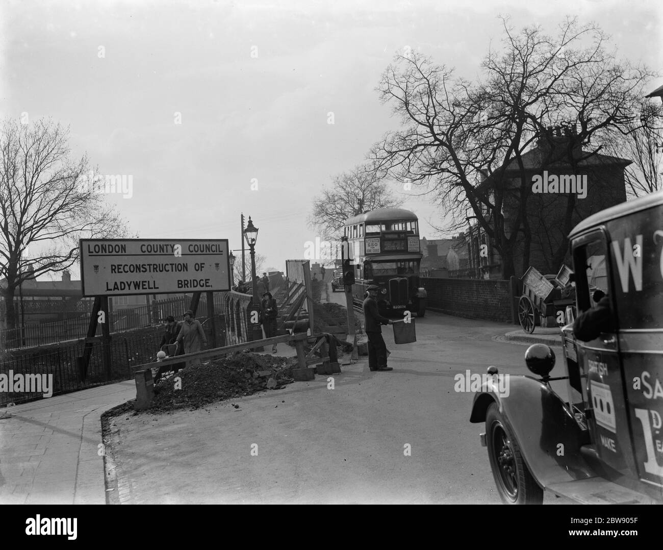 The reconstruction of Ladywell Bridge in Lewisham , London . 1937 Stock ...