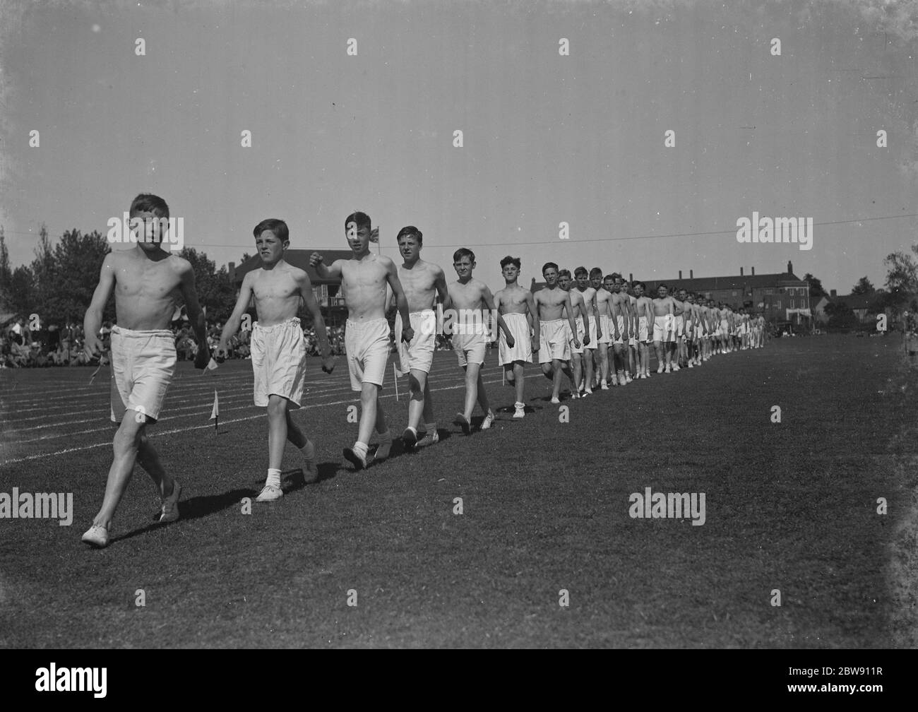 The Woolwich Polytechnic sports training . Boys parading . 1939 Stock ...