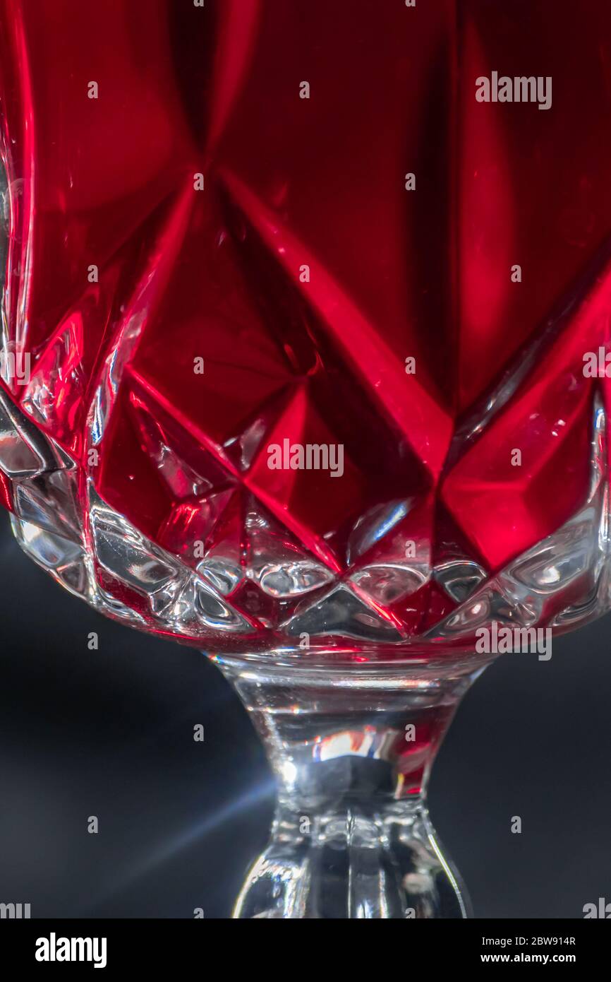 bright red wine close up of crystal glass Stock Photo - Alamy