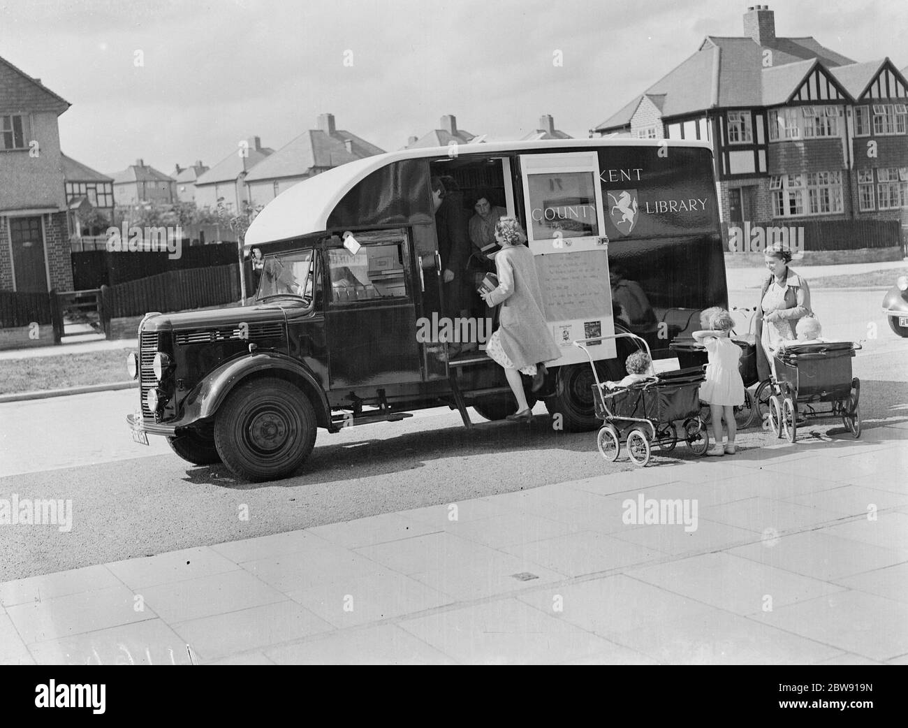 Visiting the Kent County mobile library . 1939 Stock Photo - Alamy