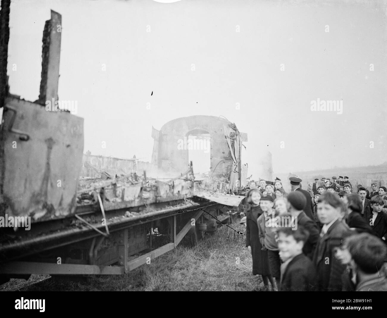Firemen dealing with a fire on a train at Swanley , Kent . 1938 Stock ...