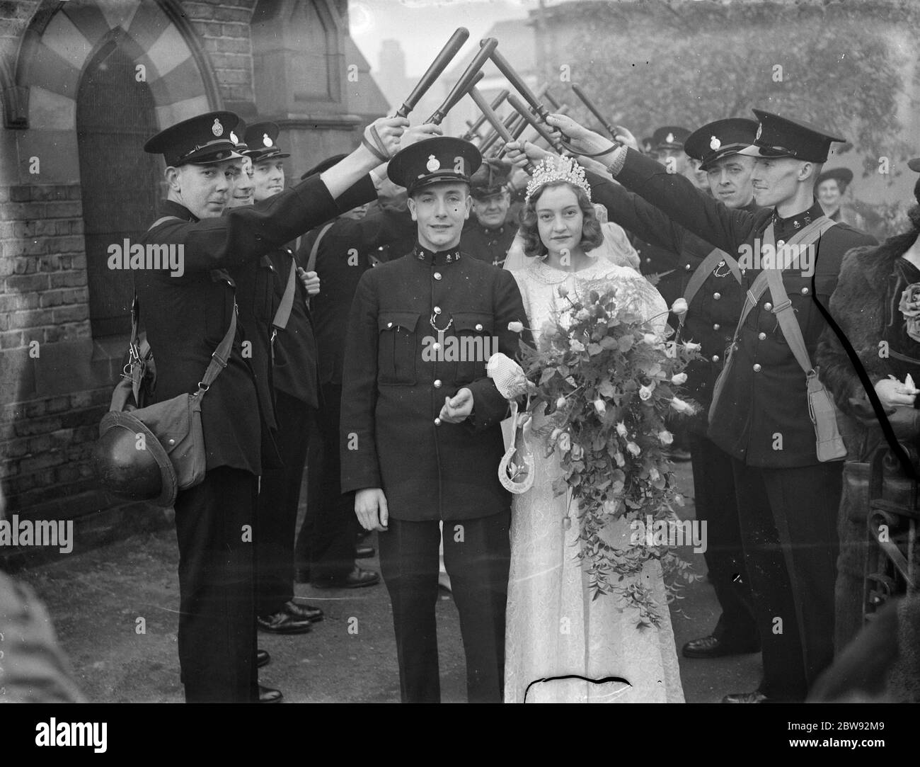 The wedding of special constable Mr R L King and Miss Winifred Latham ...
