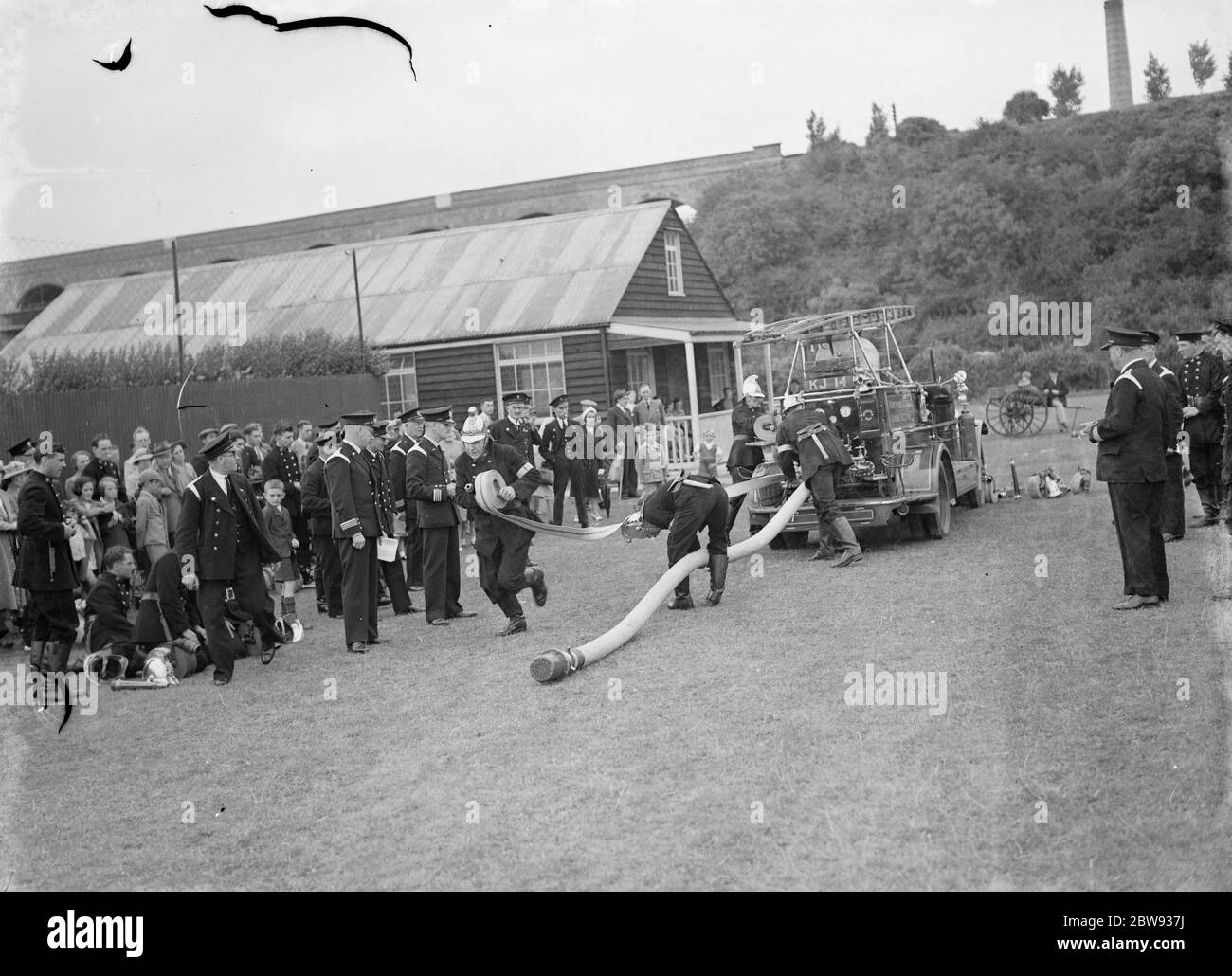 Demonstration fire brigade Black and White Stock Photos & Images - Alamy