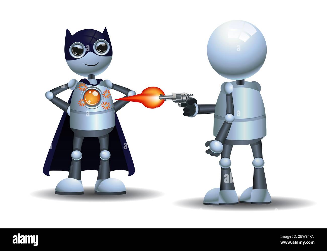 3d illustration of little robot bullet proof bat super extraordinary ...