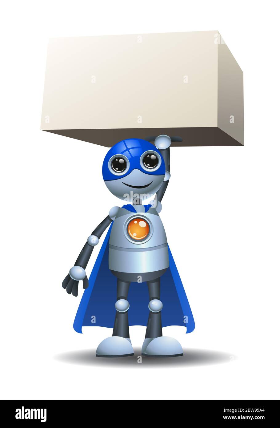 3d illustration of little robot strong super hero extraordinary ...