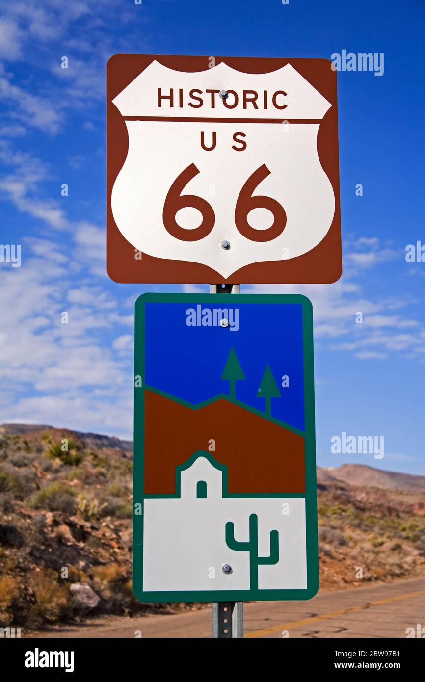 Historic Route 66 sign, Cool Springs, Arizona, USA Stock Photo - Alamy