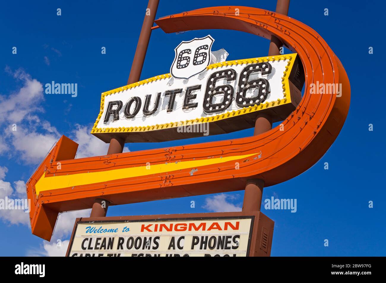 Route 66 Motel Sign, Historic Route 66, Kingman, Arizona, USA Stock ...