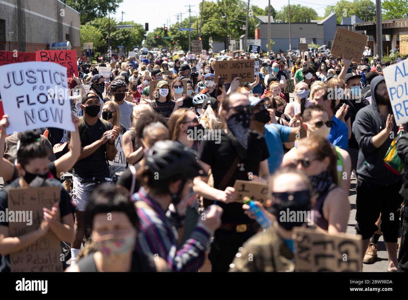Minneapolis, Minnesota, USA. 30th May, 2020. People protest the killing ...