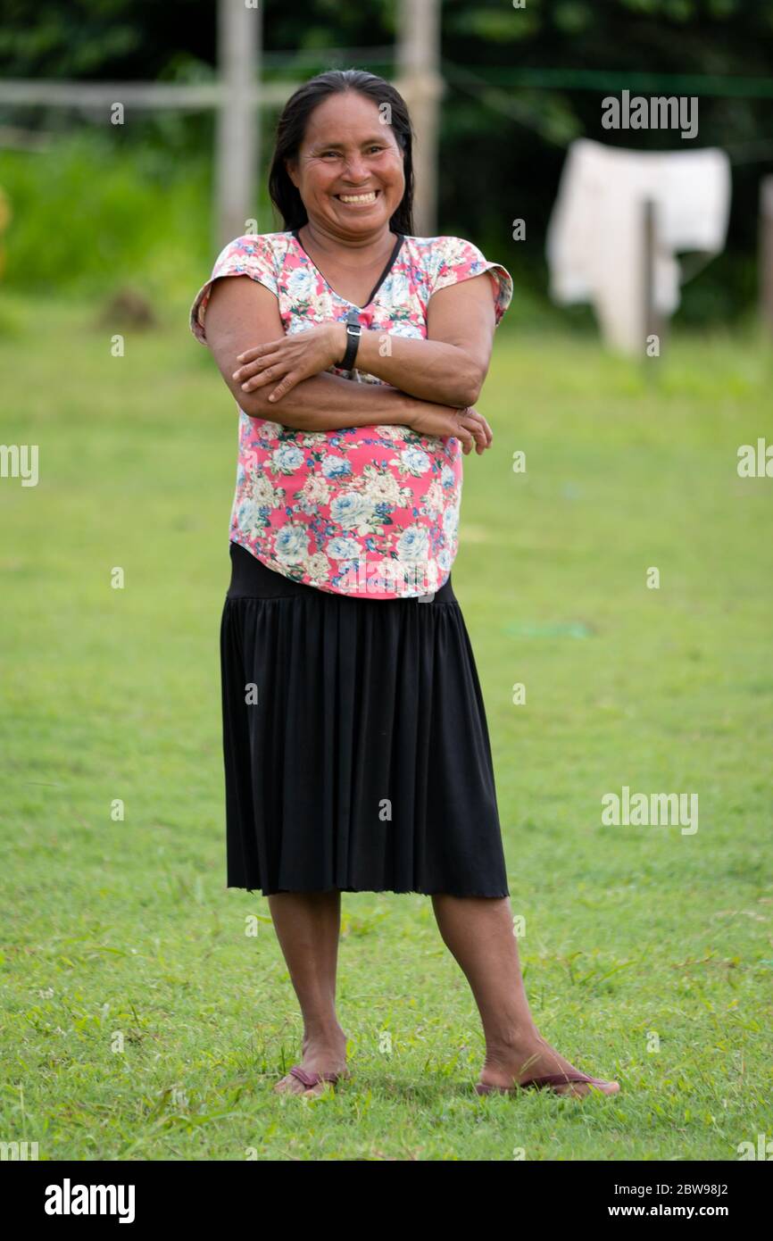Riberenos woman smiles in the Peruvian Amazon Stock Photo - Alamy