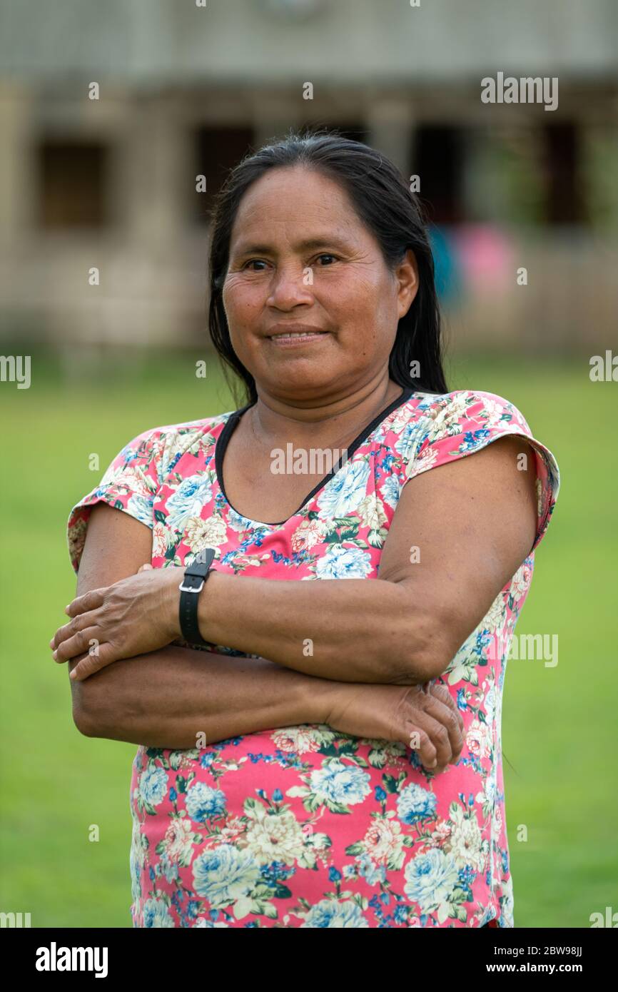 Riberenos woman smiles in the Peruvian Amazon Stock Photo - Alamy